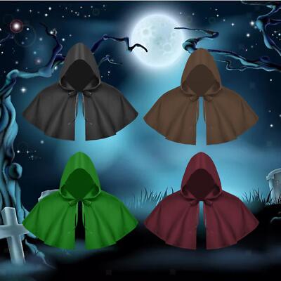 Halloween Cloak Medieval Hooded Cape Hat Cosplay Unisex Short Cape ...