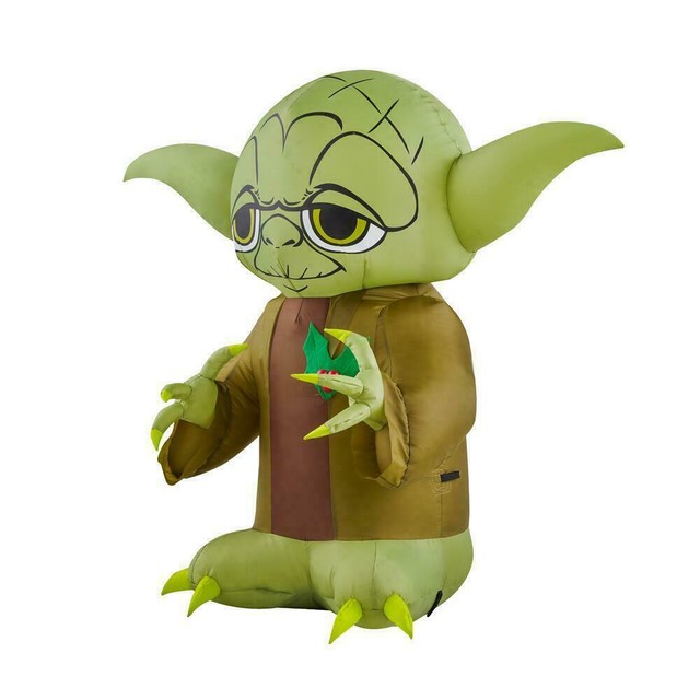 3 Ft. Inflatable Yoda With Holly Berry Star Wars Christmas Home Decor ...
