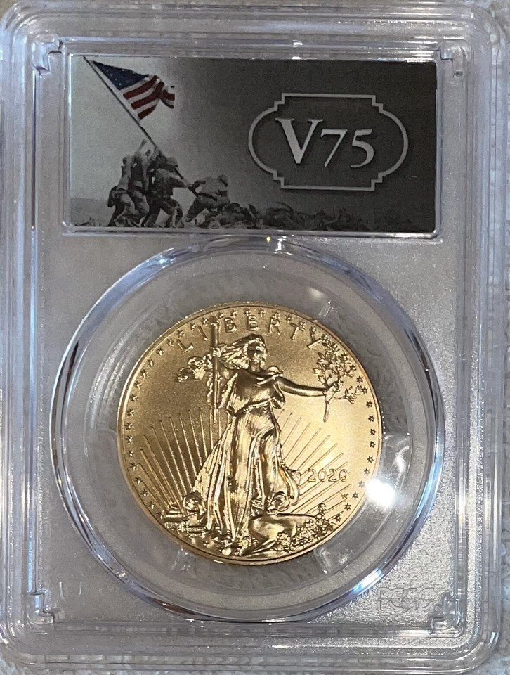 2020 W Burnished Gold Eagle PCGS SP70 First Strike Gold Shield V75 ...