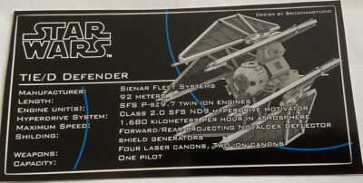 Star Wars UCS Style Sticker for MOC-131490 TIE Defender by ...