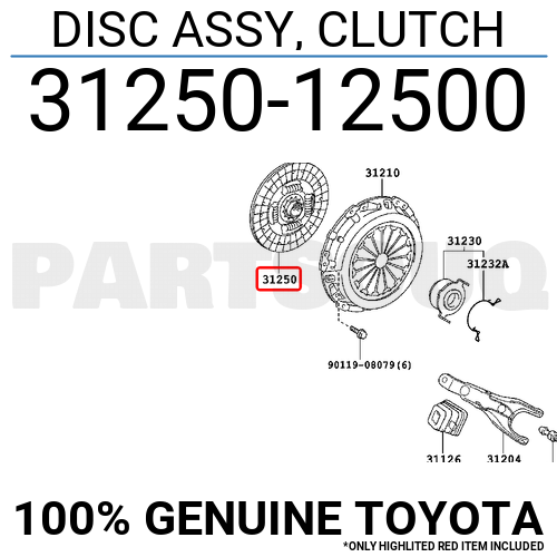 3125012500 Genuine Toyota DISC ASSY, CLUTCH 31250-12500 | eBay