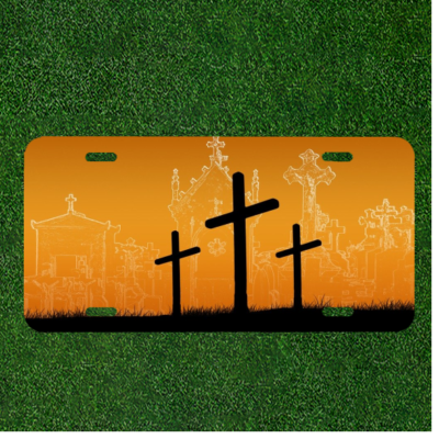 Custom Personalized License Plate Auto Tag With Three Crosses By Sketch ...