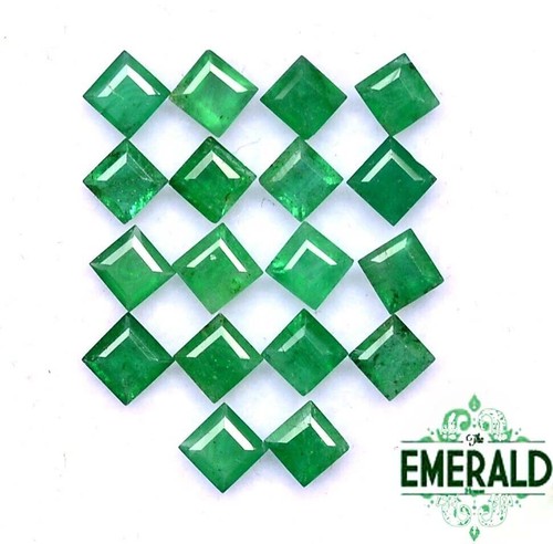3 mm Natural Emerald Square Cut 20 Pcs 3.01 CTS Unheated Faceted Loose ...