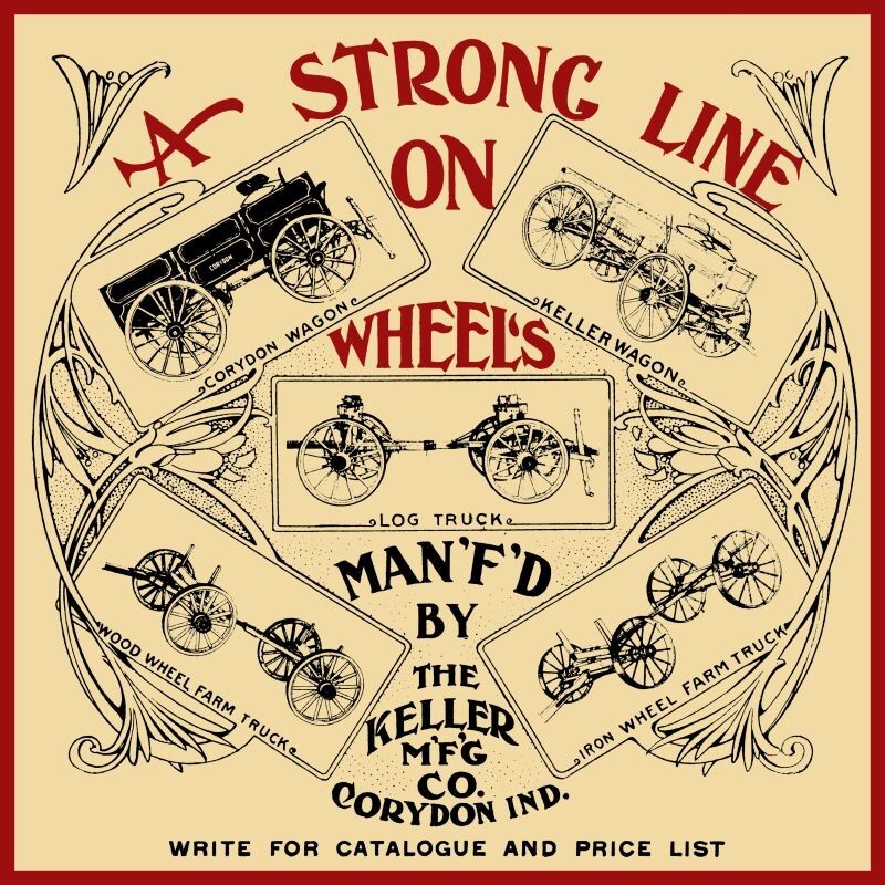 1905 Keller Wagon Wheels of Corydon, Indiana NEW Metal Sign 40" Square ...