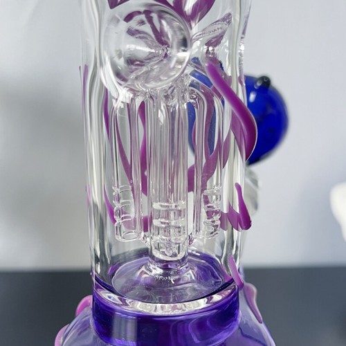 10" Glow In The Dark Hookah Purple Glass Bongs Shisha Smoking Water ...