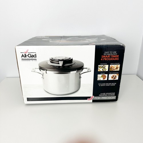 All-Clad PC8 Precision Stainless Steel Pressure Cooker 8.4-Quart NEW In ...