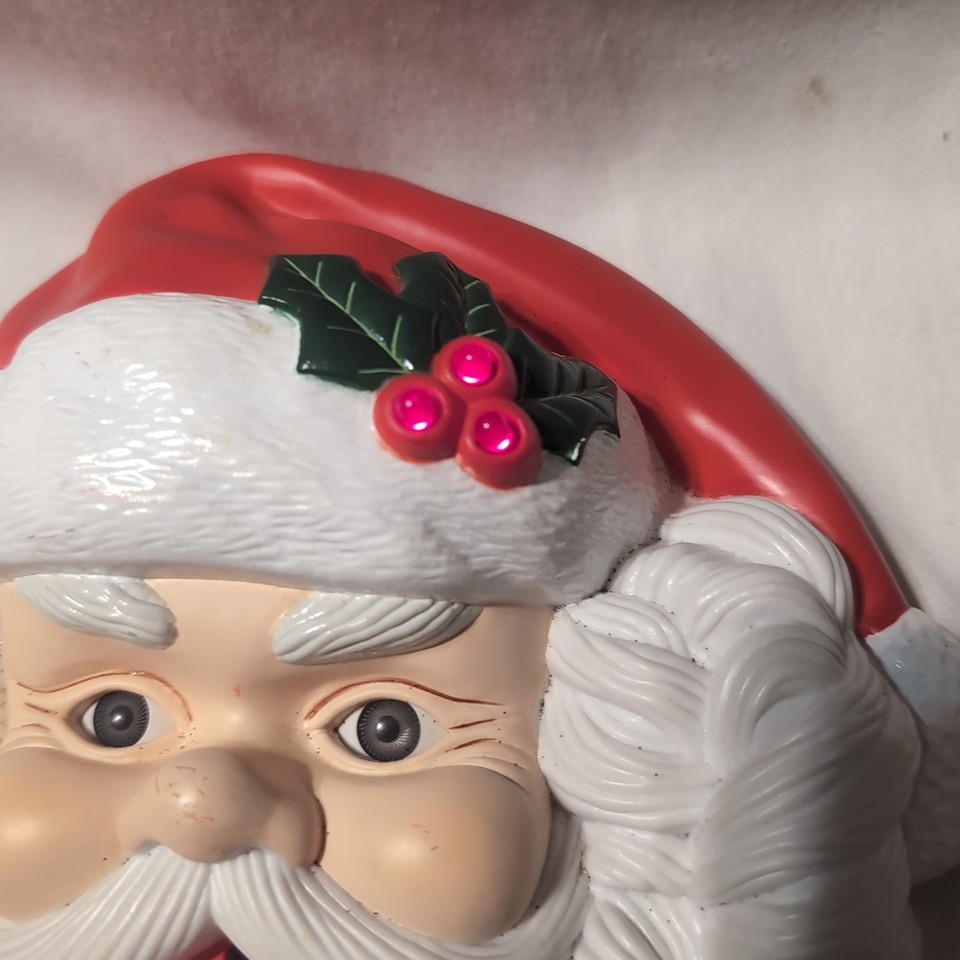 Vintage 1995 Telco Christmas Santa Face Light Activated Talking Musical ...