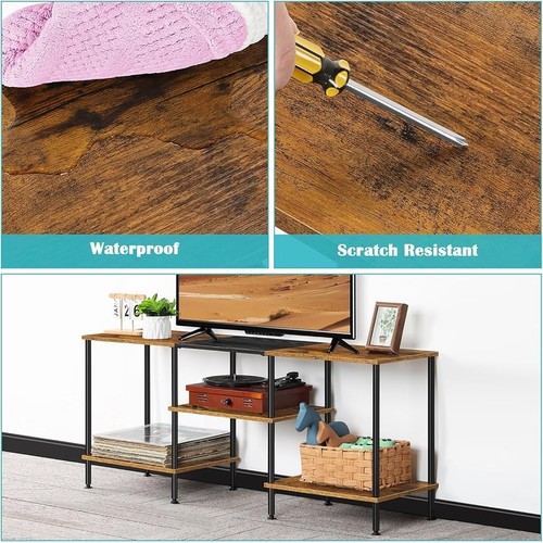 Small Wood TV Stand 45 Inch Modern Console Adjustable Feet Open Shelf ...