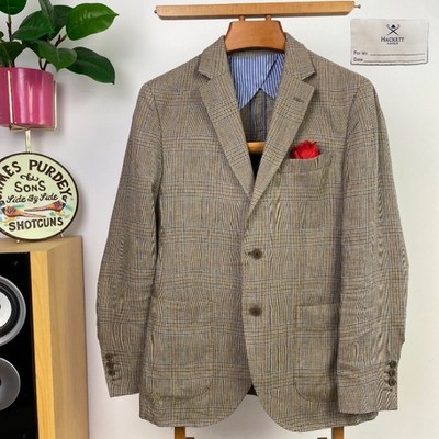 HACKETT Mayfair (40R) Tweed Glen Check POW Pure LINEN Summer Light ...