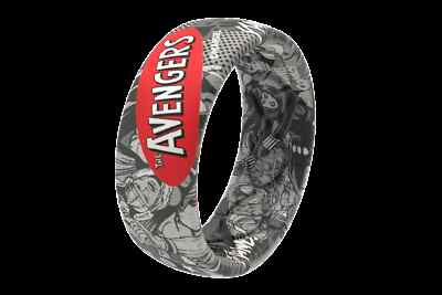 Marvel Groove Life "Avengers Black & White Comic" Silicone Ring Size 12 ...