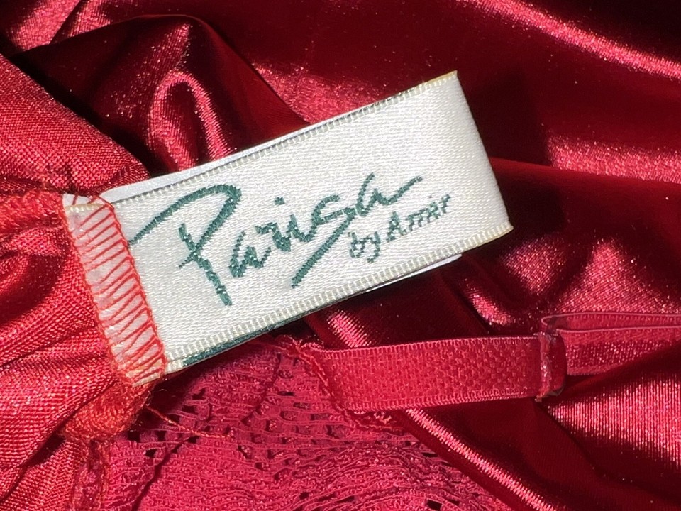 Vintage RED Second Skin SATIN Teddy BODYSUIT HI-CUT WET LOOK Size 32 ...