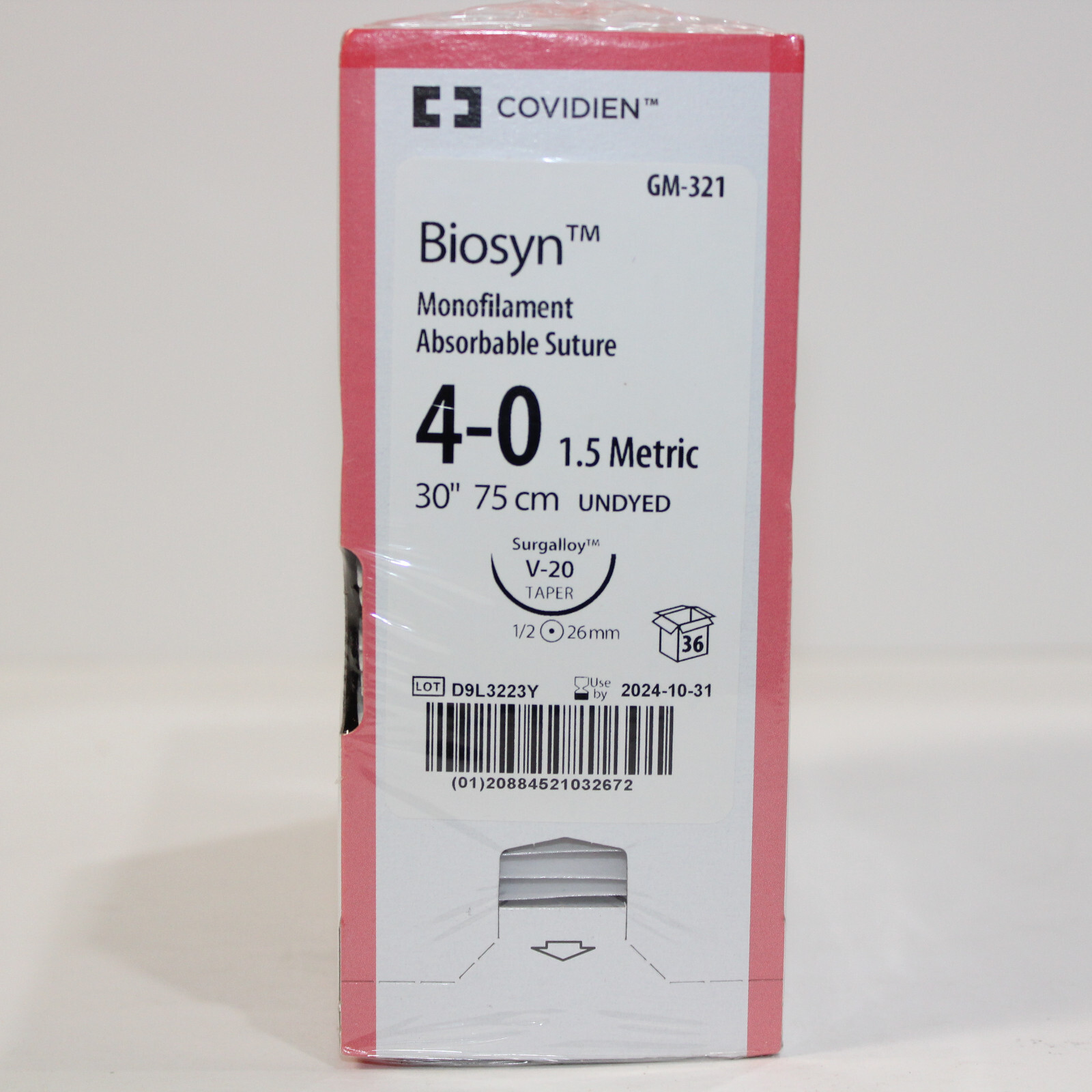 Covidien - 4-0 Biosyn 30 V-20 Taper Gm-321 box Of 36 In-date for sale ...