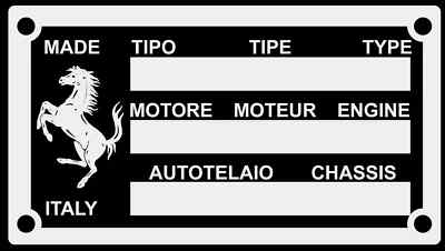 Ferrari Motore Engine Moteur Type Tipo Data Plate Tag TIPO ID Number ...