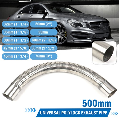 500MM Exhaust Pipe Stainless Steel Polylock Flexible Tube with Collars ...