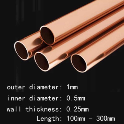 1pcs 1mm OD 0.5mm ID Copper Round Tube Hollow Straight Pipe 100mm-300mm ...