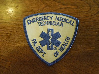 Vintage Emergency Medical Technician PA Dept of Health Embroidered Iron ...