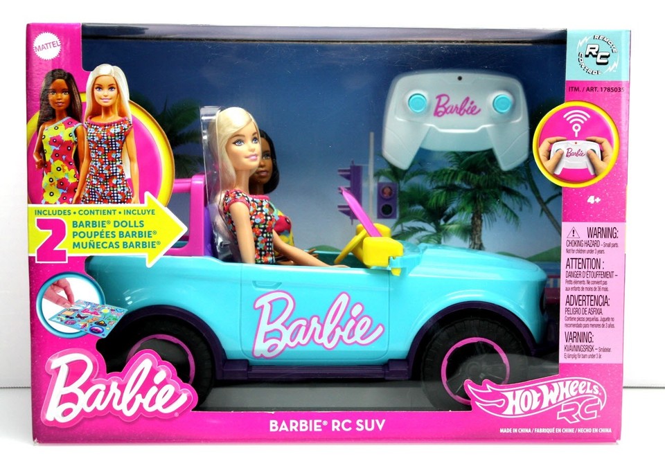 Barbie Hot Wheels RC SUV Car + 2 BARBIE Dolls Remote Control Vehicle ...
