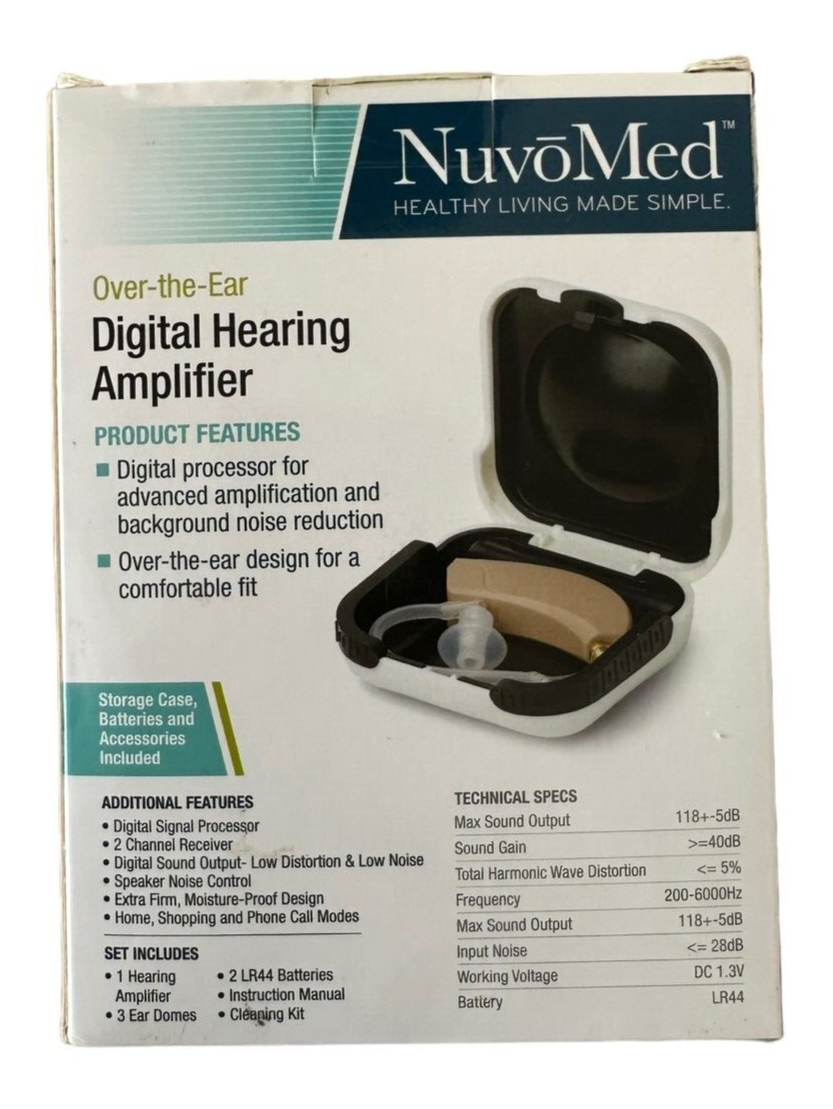 NuvoMed Over-the-Ear Hearing Amplifier With Case & Accessories | eBay