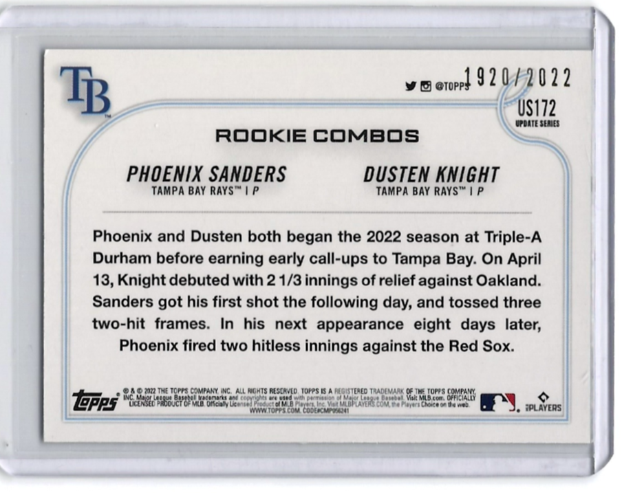 2022 Topps Update - Rookie Combos /2022 Dusten Knight Phoenix Sanders ...