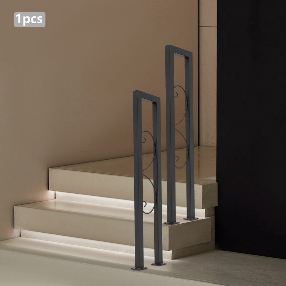 85cm Retro Non-Slip Safety Stair Handrail Black U-Shaped Railing Indoor ...