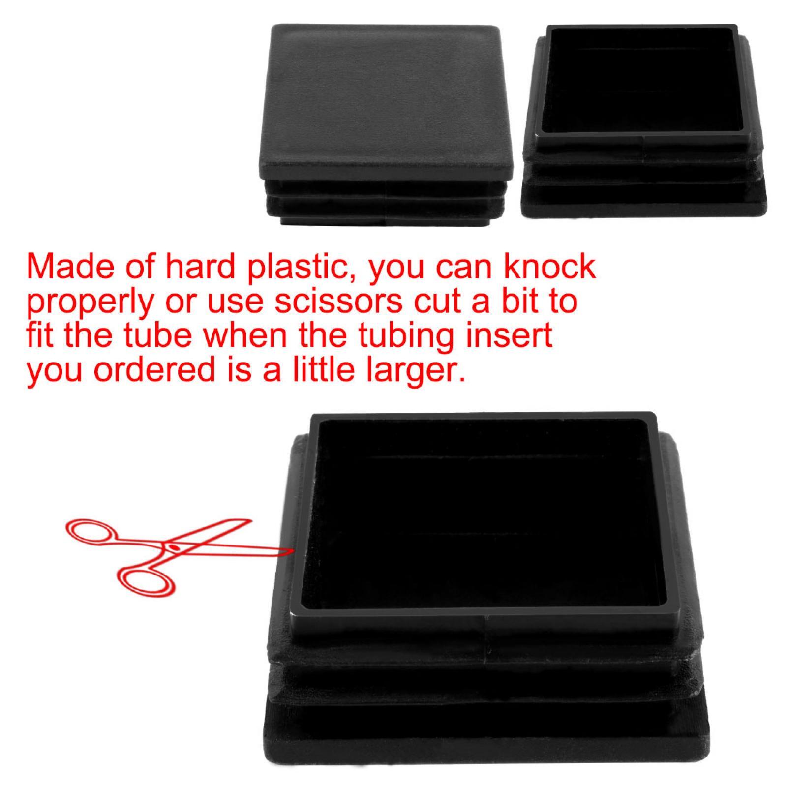 Home Plastic Square Furniture Table End Cap Tube Insert Black 50mm x ...