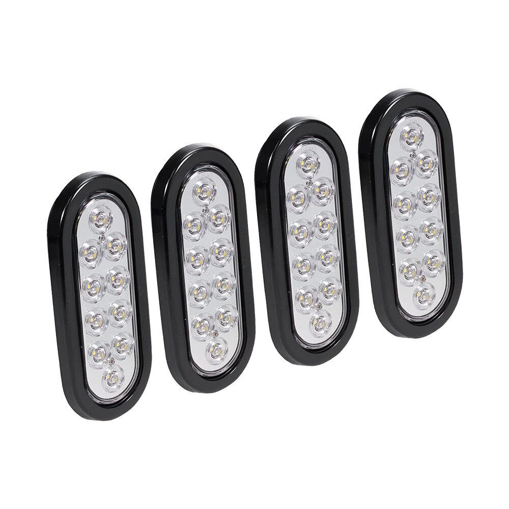 4PC 6" 10LED Stop Turn Tail Lights White Reverse Lights Oval Trailer ...