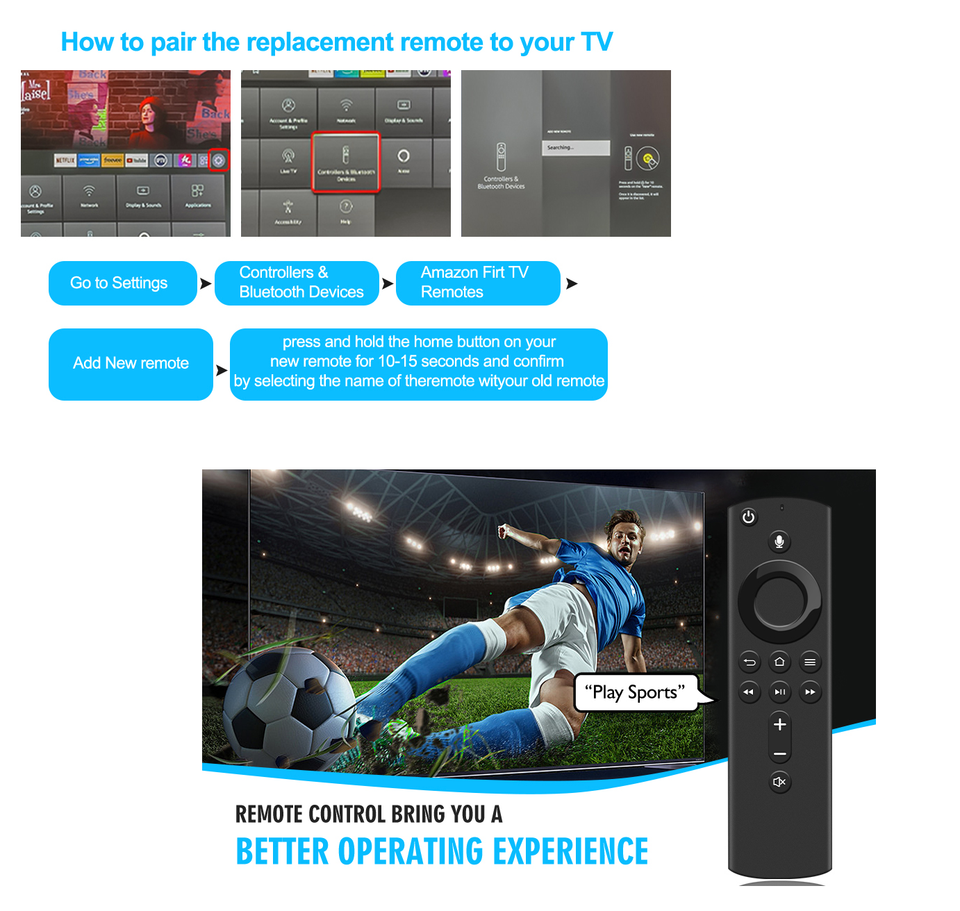 FOR AMAZON VOICE REMOTE CONTROL FIRE STICK TV REPLACEMENT PRIME STICK ...