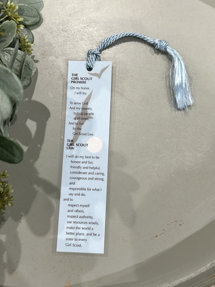Vintage Girl Scouts Promise Quote Blue Book Mark With Tassel | eBay