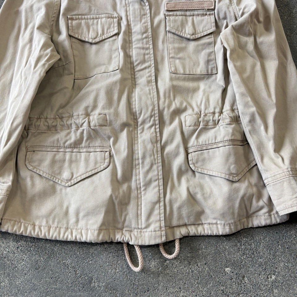 Izod Jacket Women's Size S Small Beige Full Zip Mock Neck 3/4 Sleeve ...