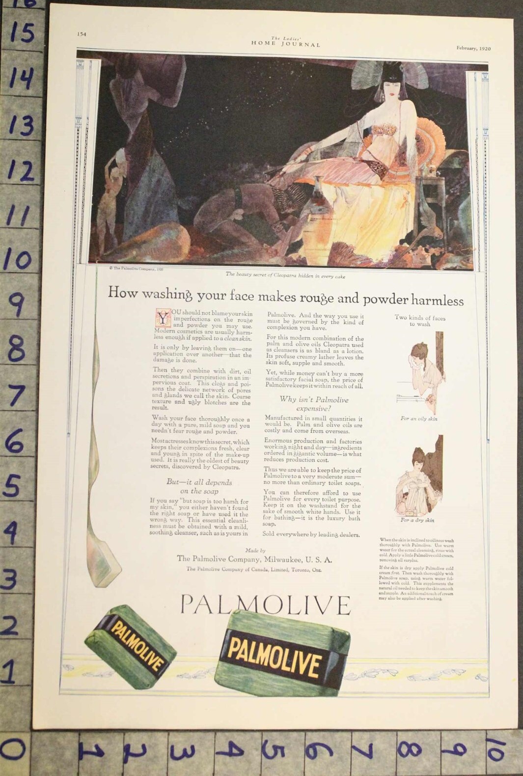 1920 PALMOLIVE SOAP CLEOPATRA MILWAUKEE CAESAR PTOLEMY BEAUTY DECOR AD ...