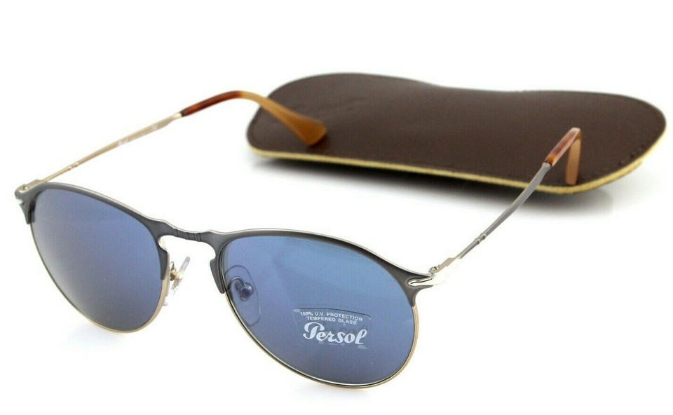 RARE Genuine PERSOL Blue Glass Lens Metal Aviator Sunglasses PO 7649-S ...