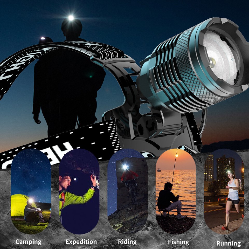 1200000Lumen LED Headlamp Rechargeable Super Bright 30W Motion Sensor ...