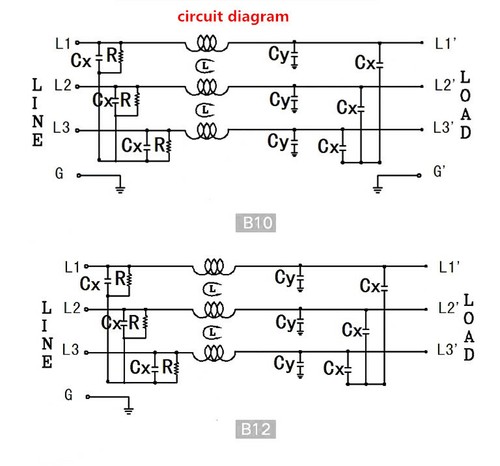 Three-phase 4-wire EMI Filter AC Power Supply 380V CW12B-3A-S 3A Bolt ...
