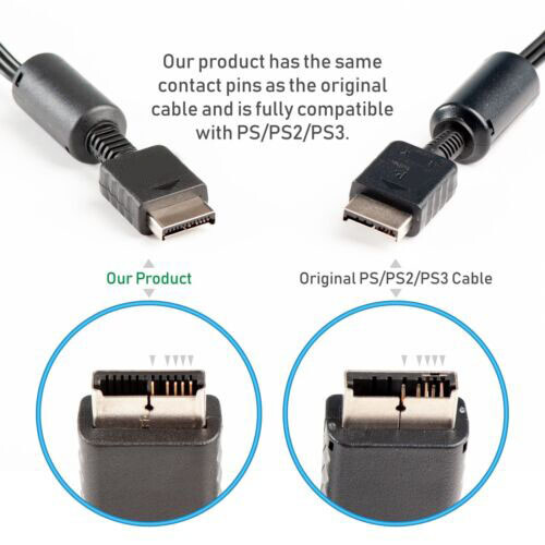 New 6 Feet RCA AV Audio Video Composite Cable Cord for Sony PS1 PS2 PS3 ...