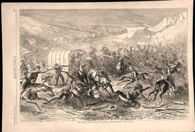 Indians Attack a Wagon-Train Westward Expansion Americana 1868 ...