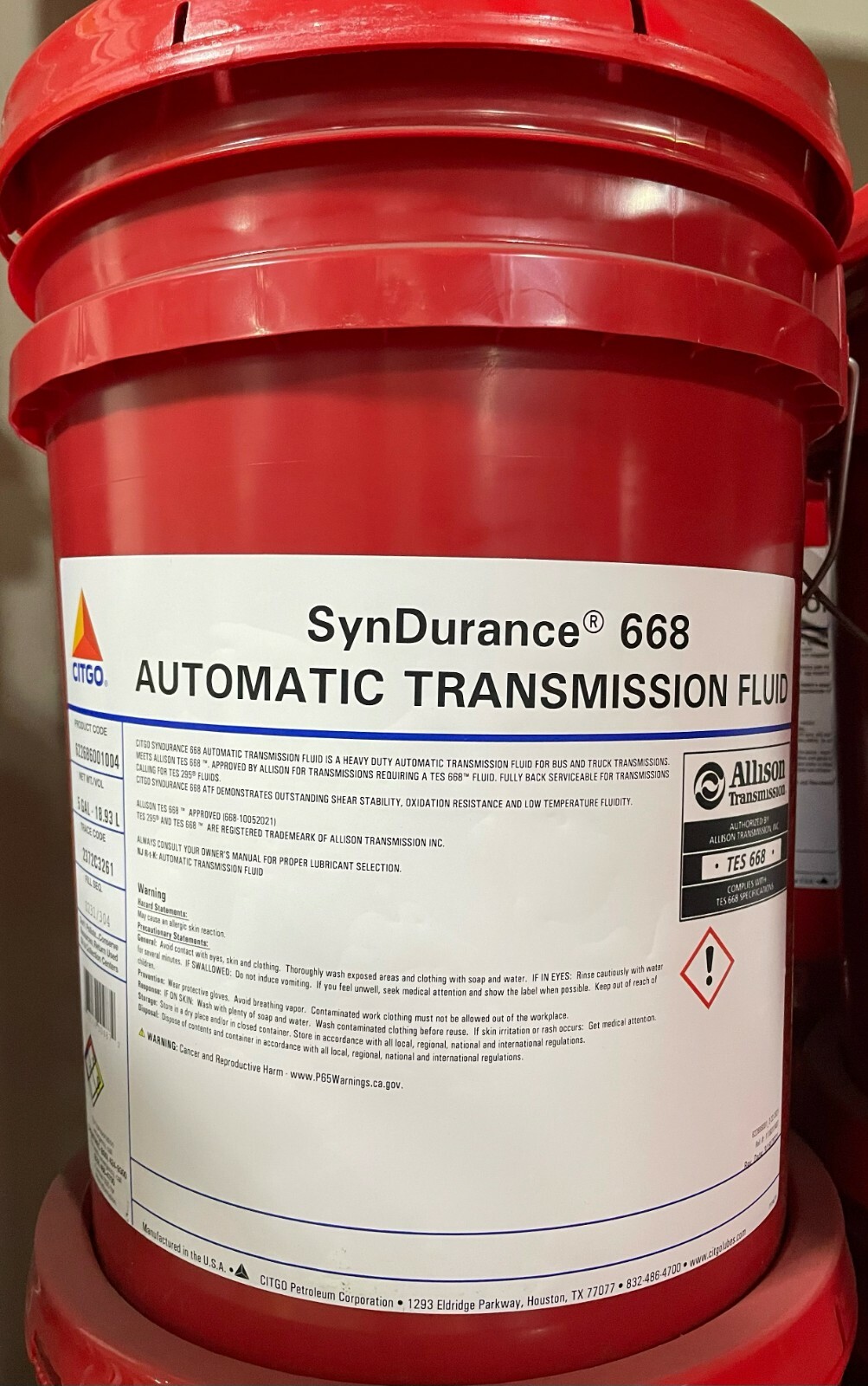 Citgo Syndurance 668 ATF; Allison Transmission; 3 Gals, 5 Gal Pail, 55 ...