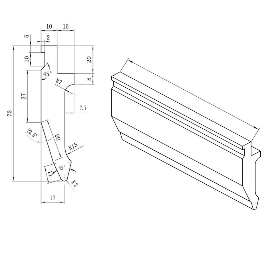 Combo V-Die + Punch Block Press Brake Solid Steel 6 Inch 4-Way 2-3/8 ...