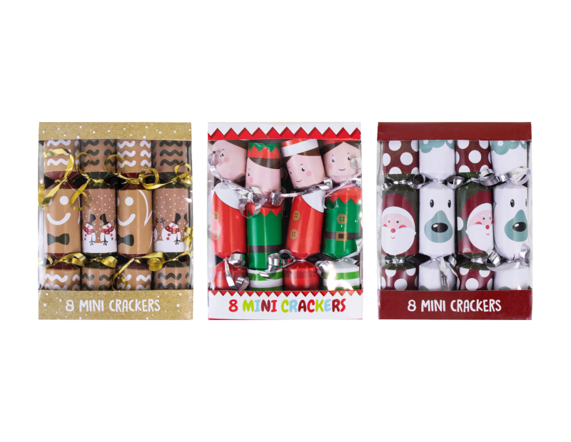 24x Mini Christmas Crackers Saucer Breakfast Xmas Dinner Bow Elf Elves ...