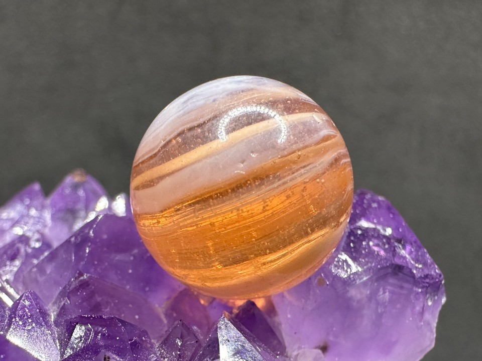 PRETTY Vintage Master PEACH Brushed Sunburst Slag Marble - .67 ...