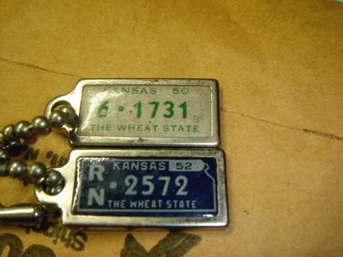 1950 & 1952 DAV Tag Kansas Keychain License Plate Disabled American ...