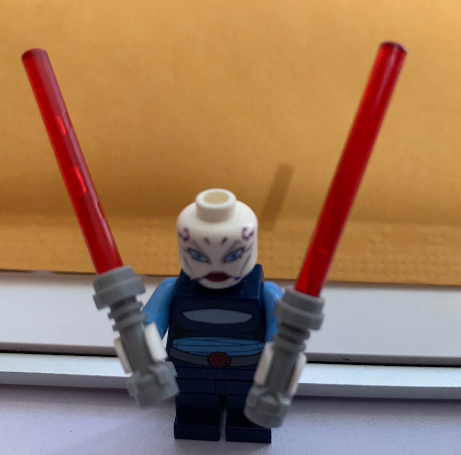 LEGO+Star+Wars+Asajj+Ventress+Minifigure+SW0195+Lightsabers+Dark+Blue ...