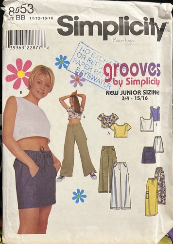 Simplicity Grooves New Junior Sizing 11-16 8653 Sewing Pattern | eBay ...