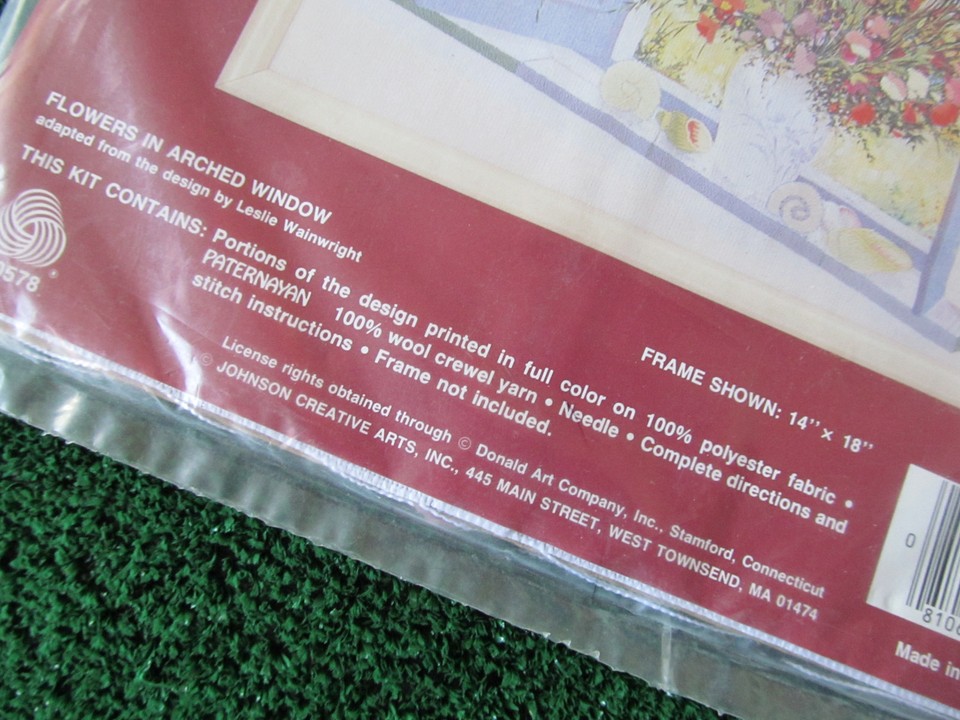 Needle Treasures Stitchery Flowers In Arched Window. Leslie Wainwright ...