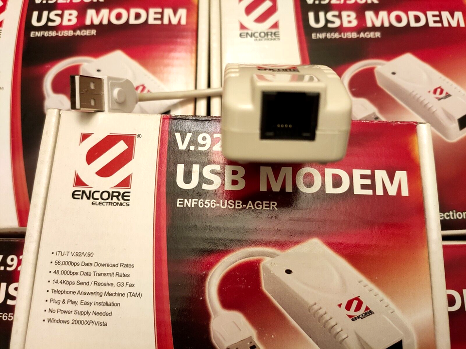 Encore 56k USB Soft Modem FAX V.92 US Robotics USROBOTICS V.90 ZOOM ...