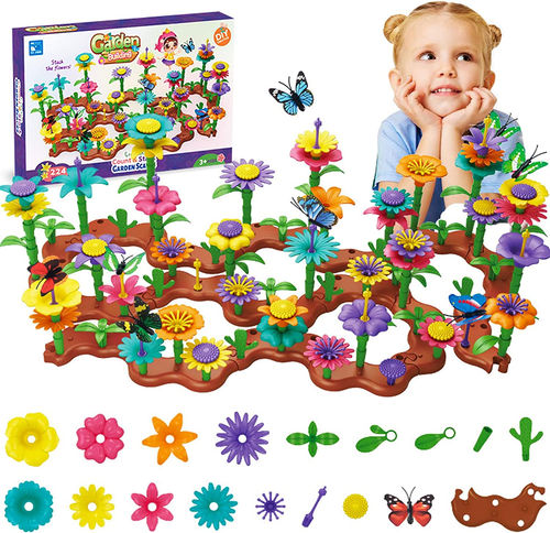 224 Pcs Flower Garden Building Toys, Kids Flower Building Toy Set for 3 ...