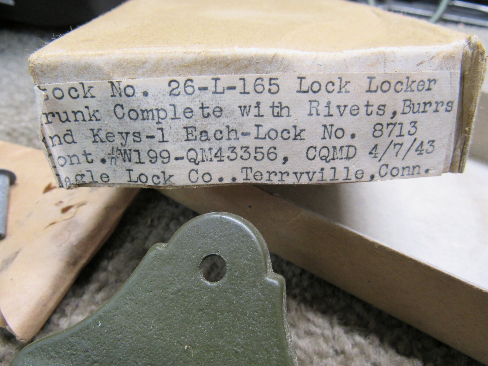 WW2 US Military Trunk Footlocker Lock W/ All Hardware 1943 Eagle Lock ...