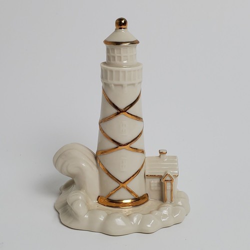 70s Lenox Lighthouse Fine China Figurine Statue 5.5"Ivory W/24K Gold ...