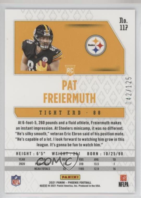 2021 Panini Phoenix Rookie Purple /125 Pat Freiermuth #117 Rookie RC | eBay