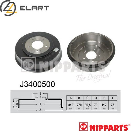 2x BRAKE DRUM J3400500 FOR HYUNDAI H100/Bus/GRACE/Van/Platform/Chassis ...