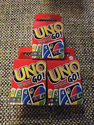 Mini UNO Go! Card Game pocket sized cards on the go Travel Uno - 3 Sets ...